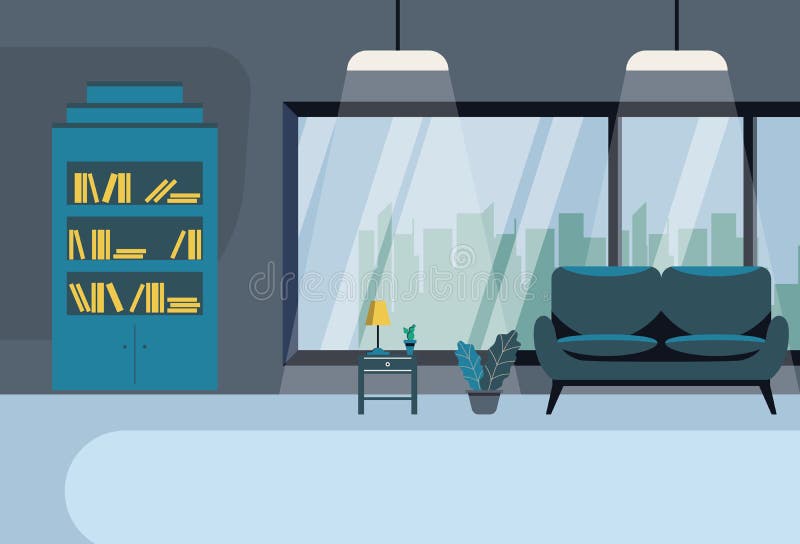 Studio Room, Beautiful Home Room. Vector Illustration in Modern Flat ...