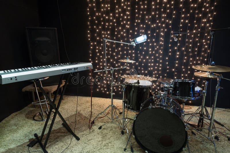 Studio Room with Keyboard, Drum Set and Record Editorial Image - Image ...