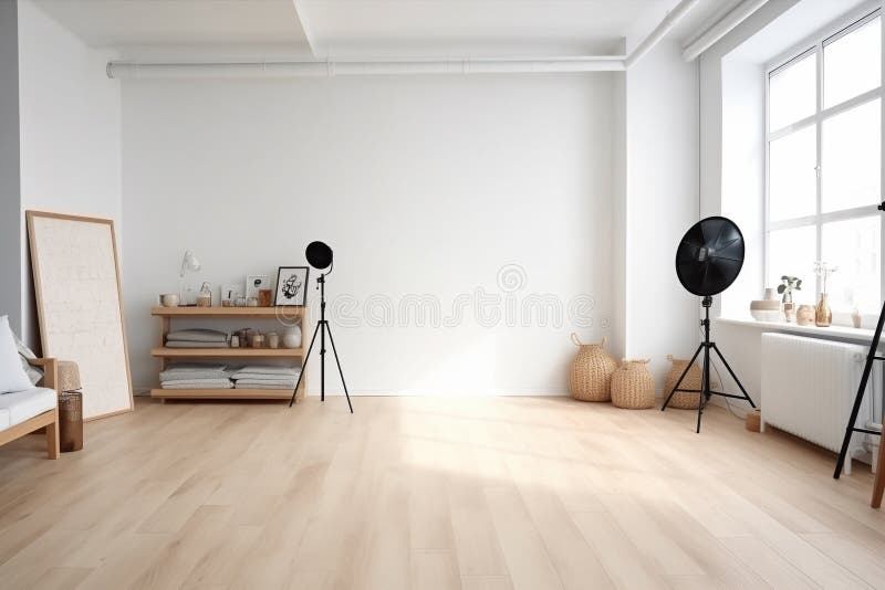 Studio Room in Scandinavian Minimalism Style Stock Illustration ...
