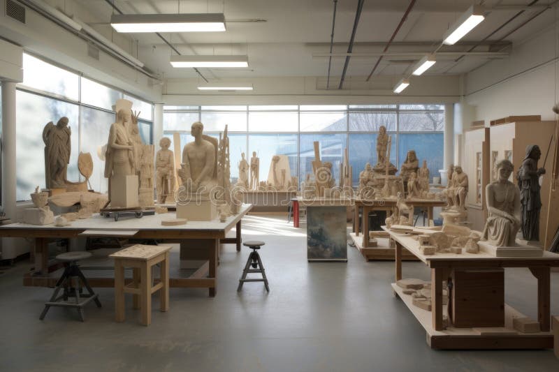 Studio, with Sculptures in Various Stages of Completion and Tools for ...