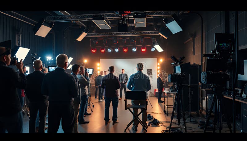 Studio Session with Warm Lighting and a Group of People in the ...