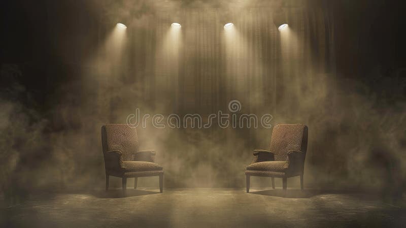 A Studio Set Up for Interviews and Podcasts, Featuring Two Empty Chairs ...