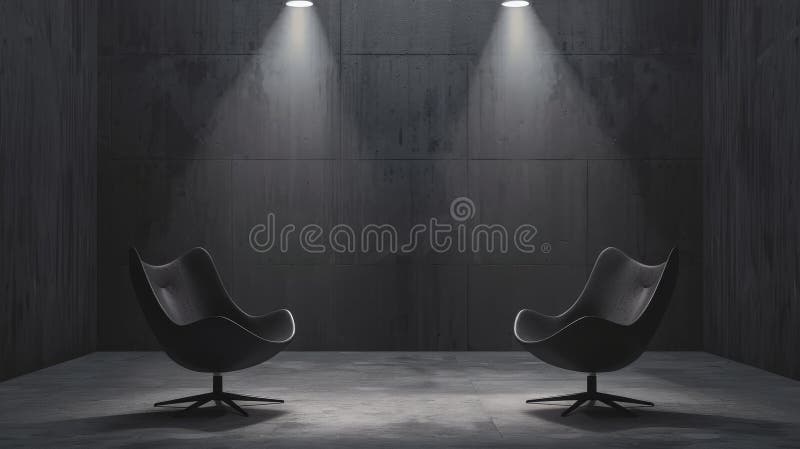 A Studio Set Up for Interviews and Podcasts, Featuring Two Empty Chairs ...