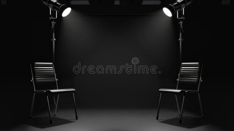 A Studio Set Up for Interviews and Podcasts, Featuring Two Empty Chairs ...