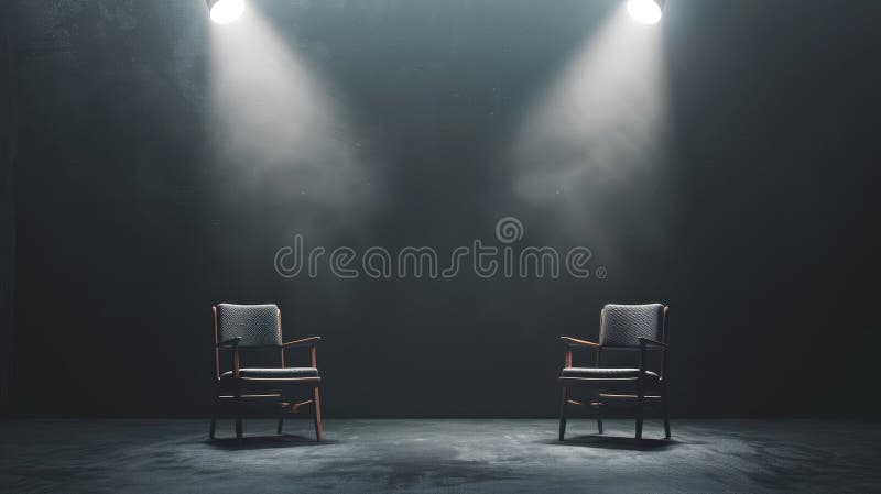 A Studio Set Up for Interviews and Podcasts, Featuring Two Empty Chairs ...