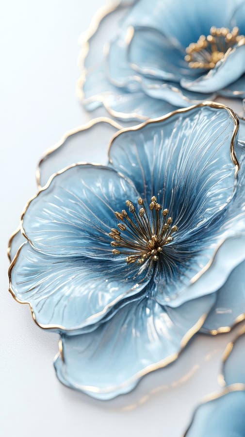 In a Studio Setting, Blue Silk Flowers are Captured in Close-up with a ...