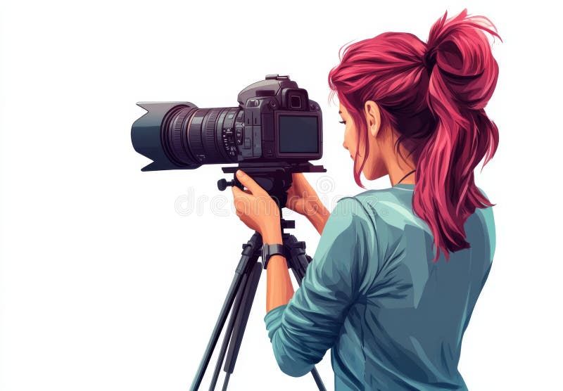 In a Studio Setting, a Vlogger is Creating a Video Using a Camera and ...