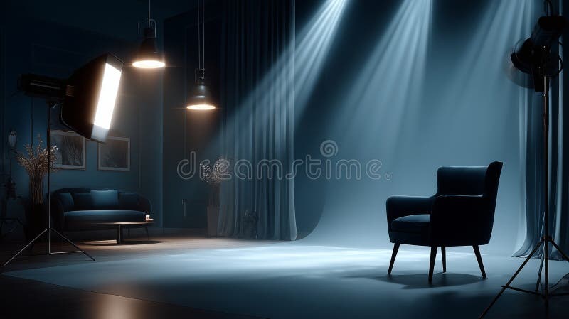 Studio Setup Featuring a Chair and Lighting Equipment for a Creative ...