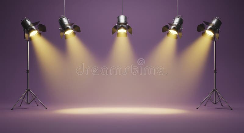 Studio Setup with Soft Purple Backdrop Featuring Spotlights and Stage ...