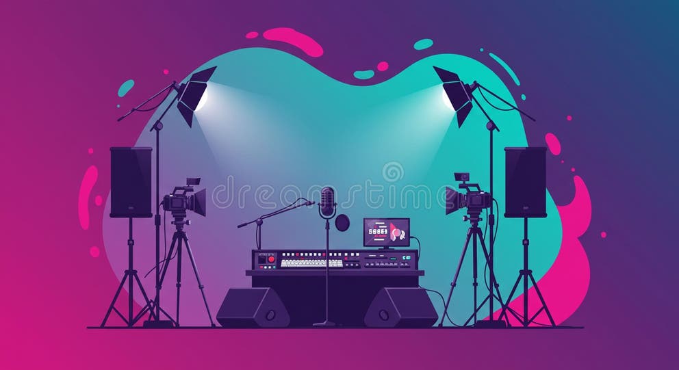 Studio Setup Illustration in a Modern, Digital Art Style with a ...