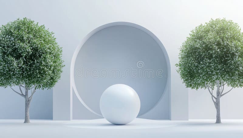 A Studio Setup Includes Minimalist Trees, a Moon Backdrop, and a ...