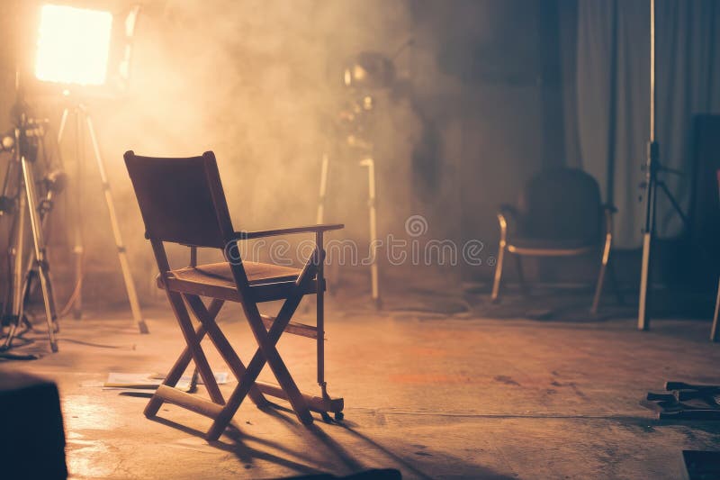 Studio Setup - Interior View of a Movie Set Featuring a Director Chair ...