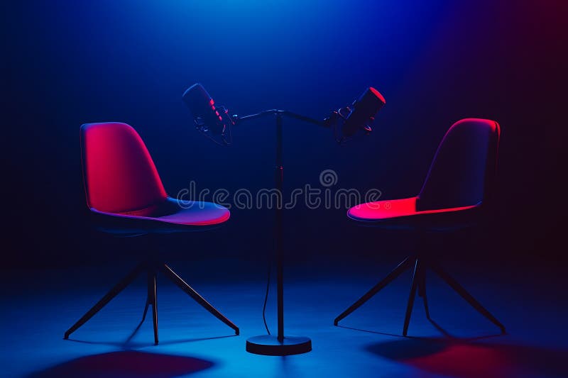 Studio Setup with Two Chairs and Microphones Stock Illustration ...