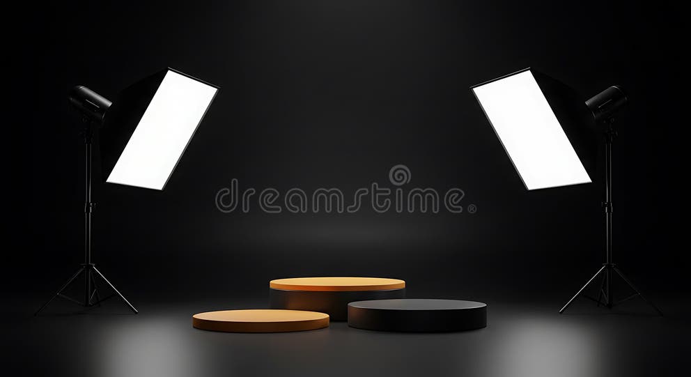 Studio Setup with Two Large Softbox Lights on Stands, Illuminating ...