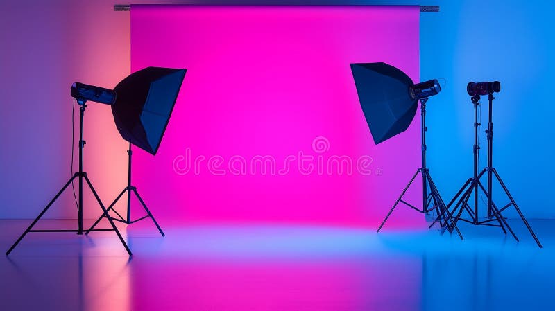 Studio Photography Softbox Lighting Equipment on Vibrant Gradient ...