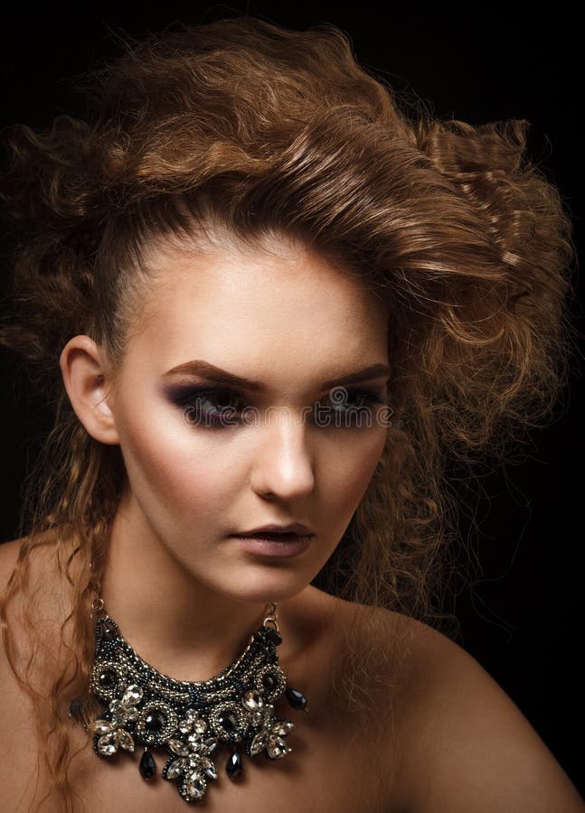 Studio Shoot of Beautiful Woman with Bright Makeup Stock Photo - Image ...