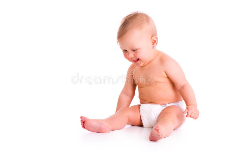 Child Baby Toddler Sitting Facing Backwards Back Rear View Stock Image ...