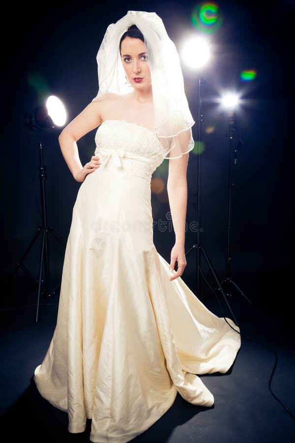 Studio Shot of a Beautiful Bride Stock Image - Image of photographing ...