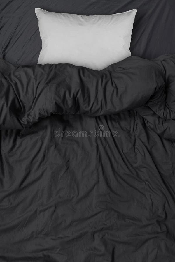 Studio Shot of Bedding Sheets and Pillow Stock Image - Image of messy ...