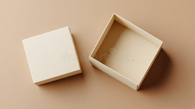 In a Studio Shot, a Beige Square Box is Presented on a Neutral ...