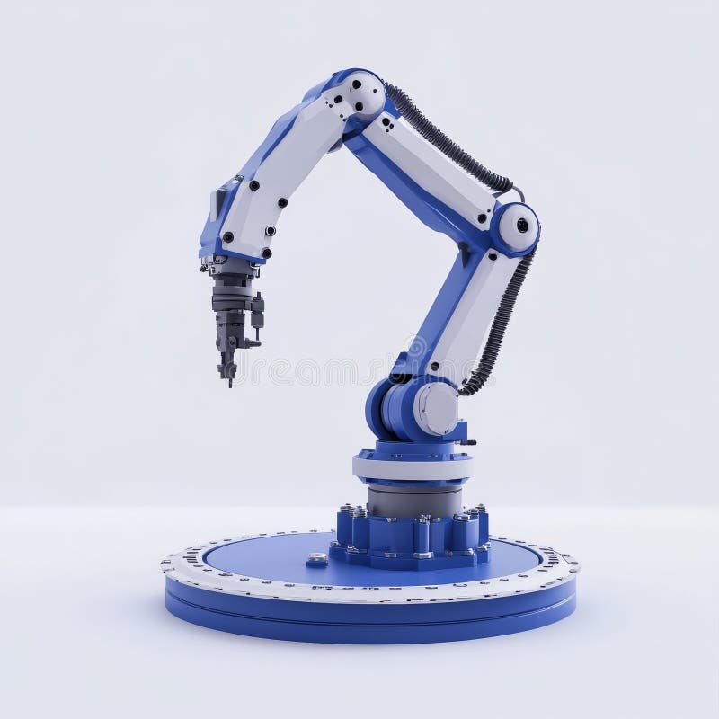 A Studio Shot of a Blue Robotic Arm Showcases a Technology Background ...