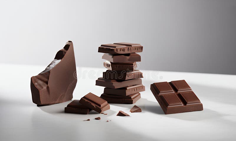 Studio Shot of Dark Chocolate Stack Isolated on White Surface Against ...