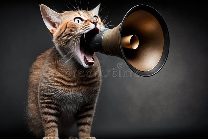Studio Shot Cat Shout Megaphone, Created with Generative AI Technology ...