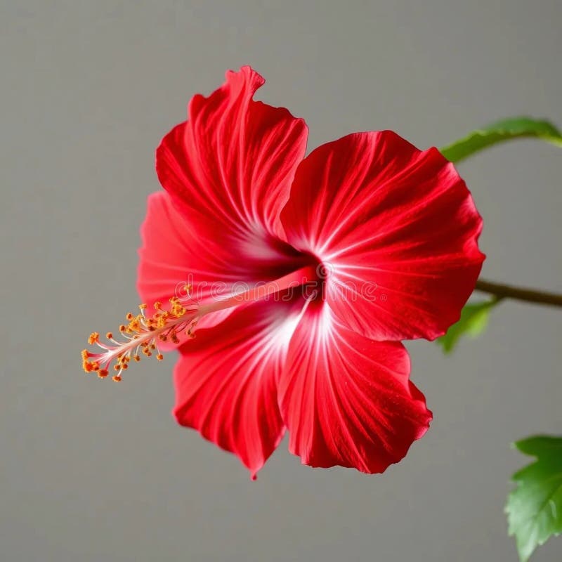 Studio Shot Close-up of a Fully Bloomed Red Hibiscus (Hibiscus Rosa ...