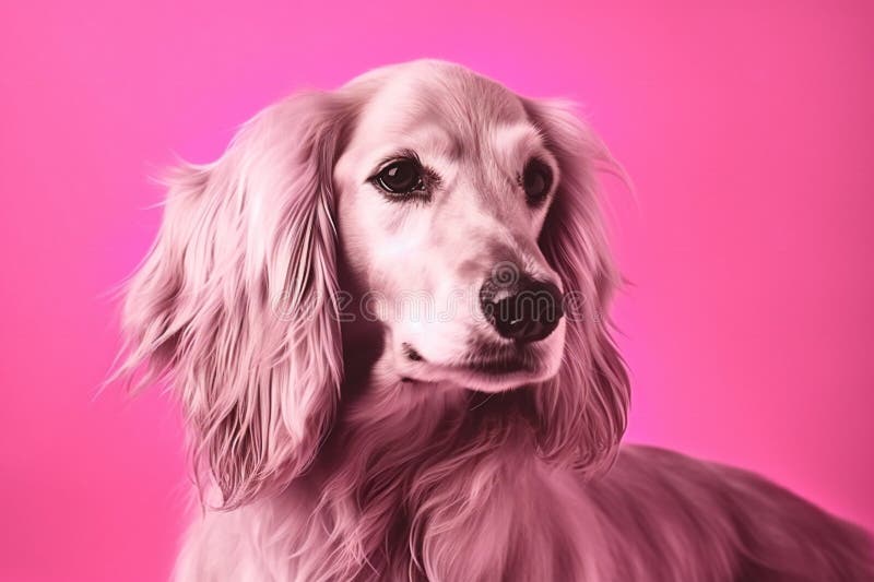 Studio Shot of a Cocker Spaniel on a Pink Background Stock Illustration ...