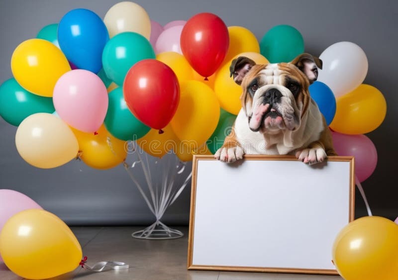 Studio Shot of a Cute Dog with an Empty Whiteboard Behind. Stock ...