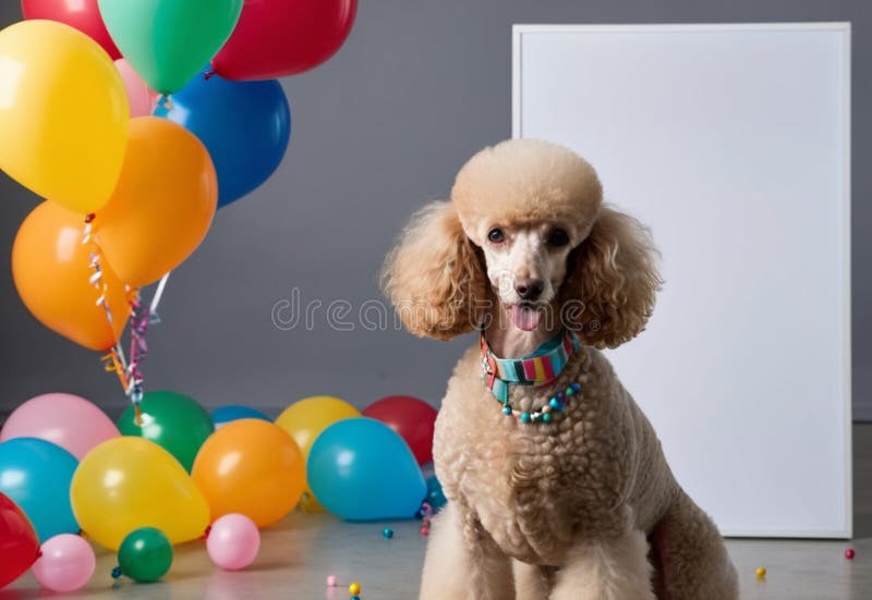 Studio Shot of a Cute Dog with an Empty Whiteboard Behind. Stock ...