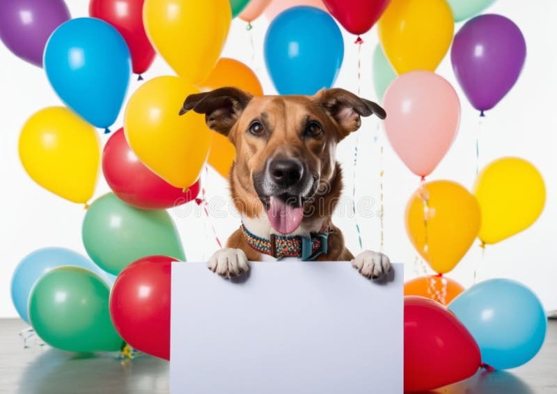 Studio Shot of a Cute Dog with an Empty Whiteboard Behind. Stock ...