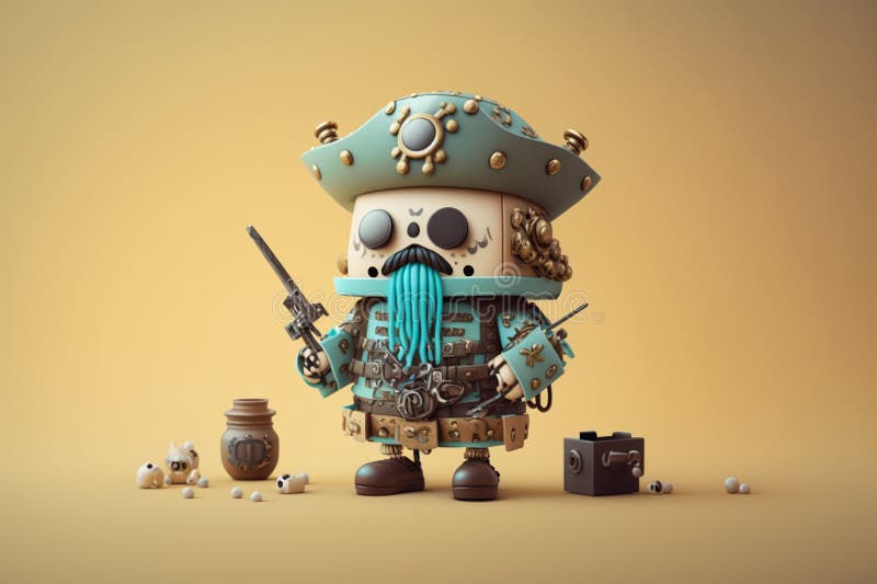 Studio Shot of Cute Robot Dressed As Pirate Created with Generative AI ...