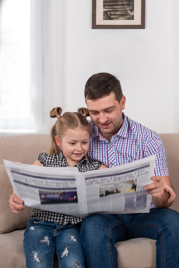 Child Sitting Dad Reading Newspaper Stock Photos - Free & Royalty-Free ...