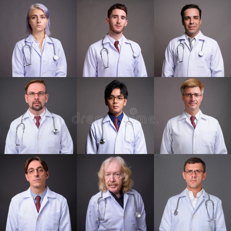Studio Shot of Doctors and Healthcare Workers Looking at Camera Stock ...