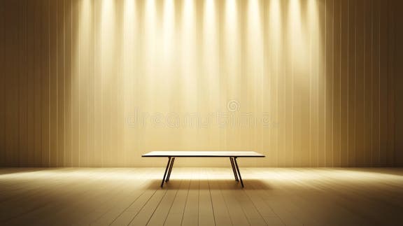 A Studio Shot of an Empty Rectangular Table Made of Wood, Used for Exhibiting Various Products ...