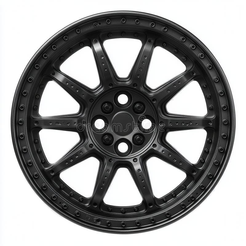Black Multi-spoke Wheel, Matte Finish, Intricate Design, Isolated ...