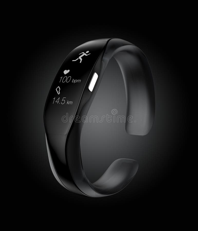 Studio Shot Image of Black Smart Wristband. Stock Image - Image of apps ...
