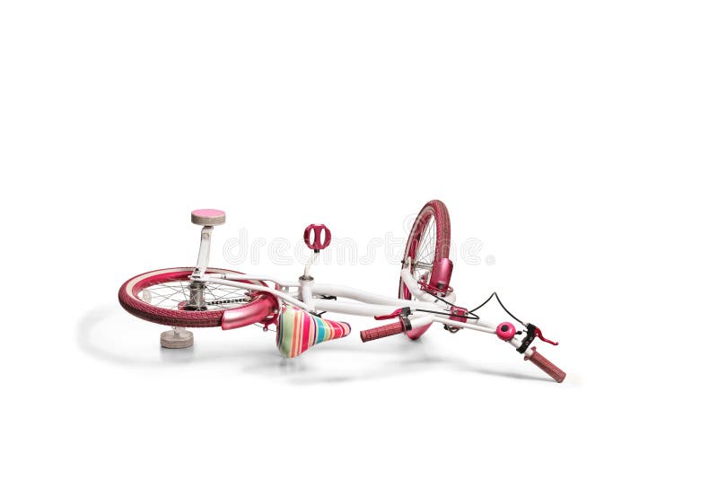 Studio Shot of a Kids Bicycle Falling on the Ground Stock Photo - Image ...