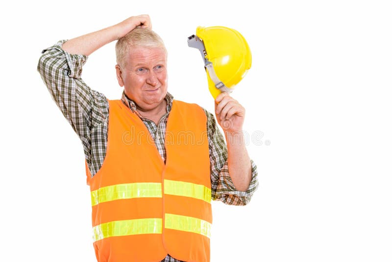 Construction man thinking stock image. Image of wonder - 21877985