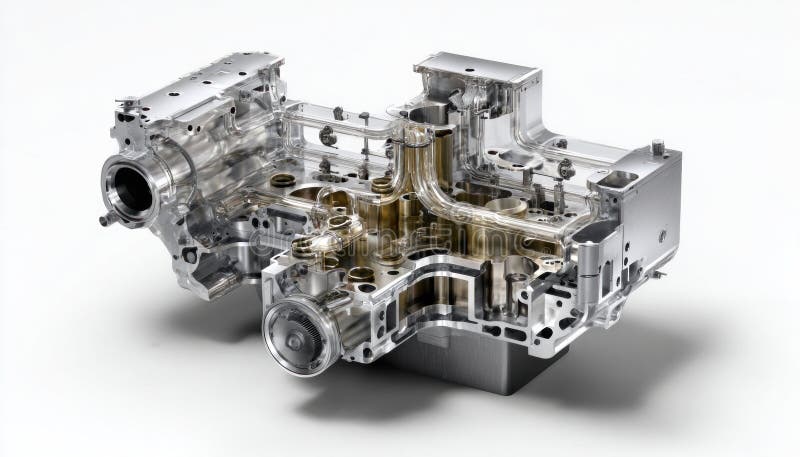 Studio Shot of a Modern, Cutaway Car Engine Revealing Its Complex ...