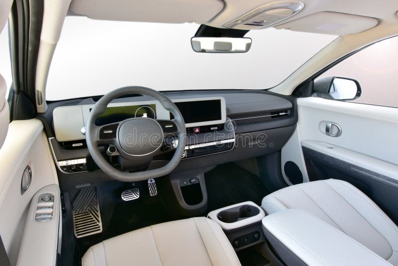 Interior of a Passenger Car with a Dashboard Stock Image - Image of ...