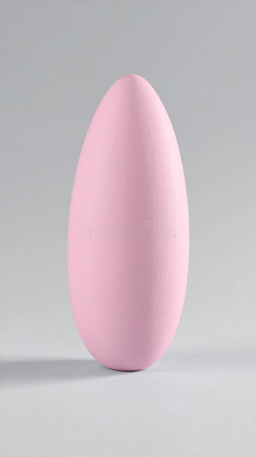 Studio Shot of a Pink Egg Shape with Gray Background Smooth Surface ...