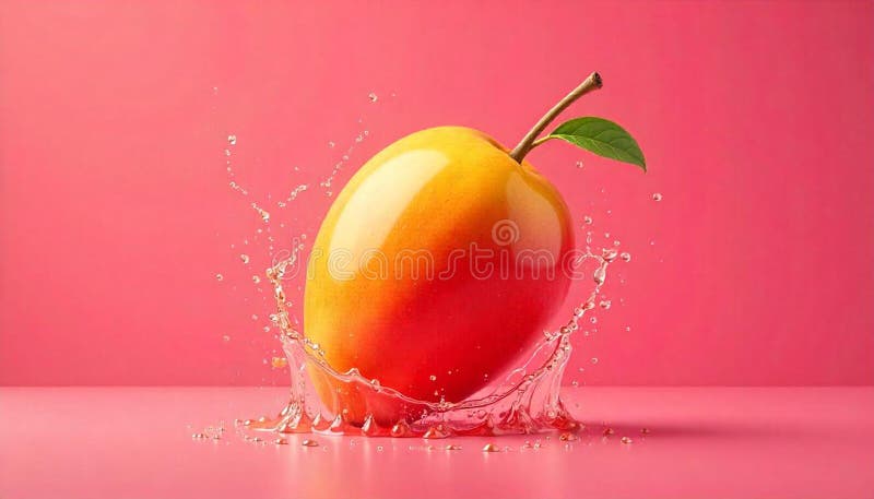Studio Shot of Ripe Mango Fruit with Water Splash Stock Illustration ...