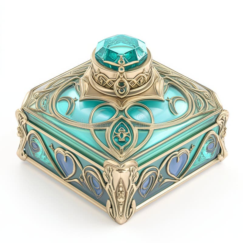 In a Studio Shot, a Rose Gold Cube is Shown Containing an Emerald Heart ...