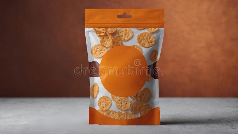 Crispy Crackers in a Resealable Pouch, Perfect for Snacking. Orange and ...