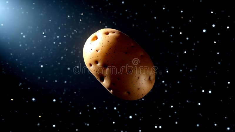 Potato Floating in Space with Stars, Dramatic Spotlight, Food Concept ...