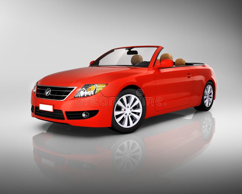 Studio Shot of Three-Dimensional Red Convertible Stock Illustration ...