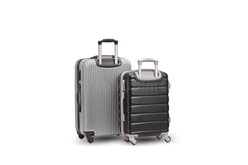 Studio Shot of Two Suitcases with Wheels Stock Photo - Image of travel ...
