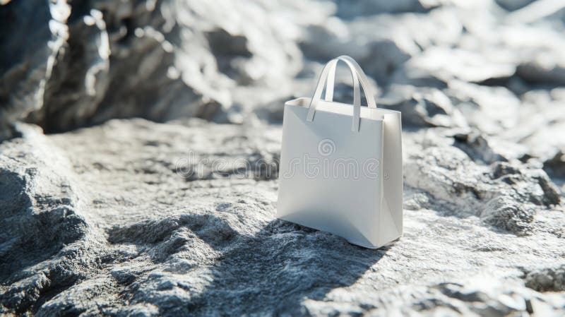 Studio Shot of a White Shopping Bag on Textured Abstract Gray ...